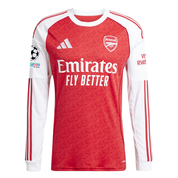 adidas Arsenal Long Sleeve Home Jersey w/ Champions League Patches 25 ...