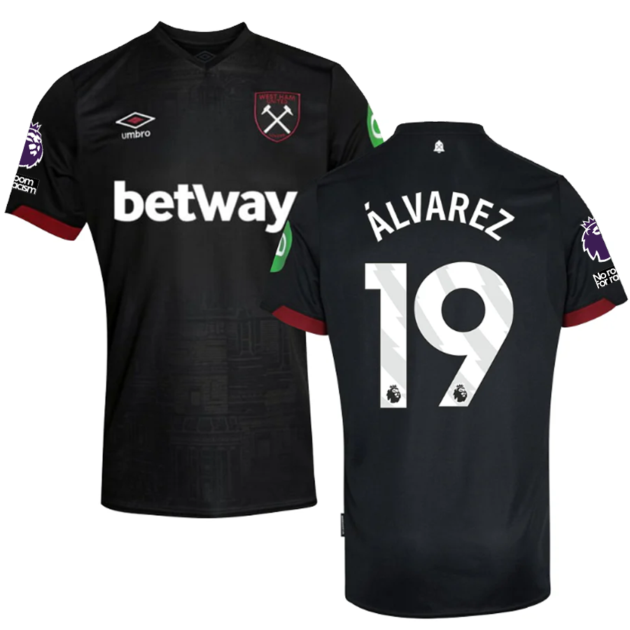 Umbro West Ham Edson Álvarez Away Jersey w/ EPL + No Room For Racism P - Soccer Wearhouse