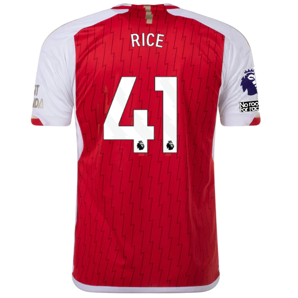 adidas Arsenal Declan Rice Home Jersey 23/24 w/ EPL + No Room For Raci ...