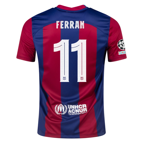Nike Barcelona Ferran Torres Home Jersey 23/24 w/ Champions League Pat ...
