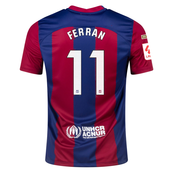 Nike Barcelona Ferran Torres Home Jersey 23/24 w/ La Liga Champions Pa ...