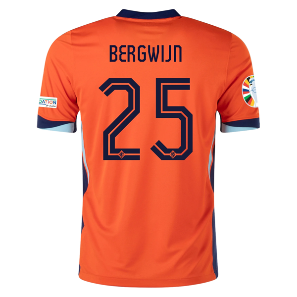 Nike Netherlands Steven Bergwijn Home Jersey w/ Euro 2024 Patches 24/2 ...