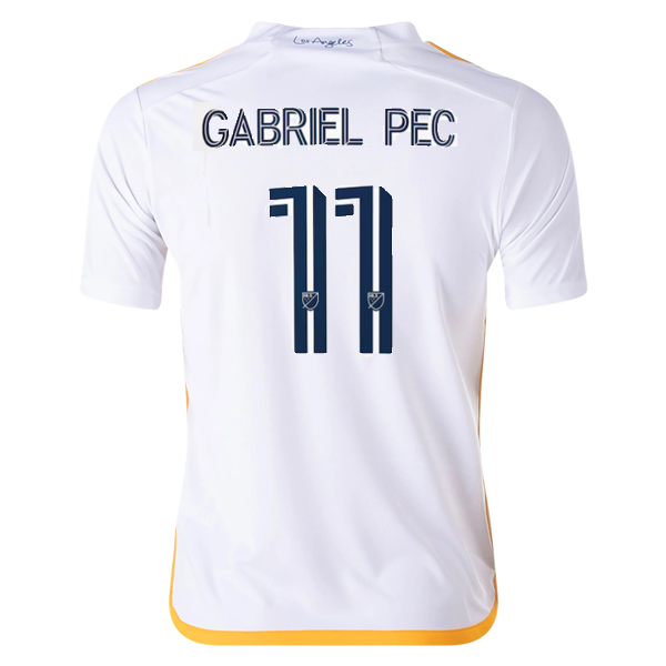 adidas Youth LA Galaxy Gabriel Pec Home Jersey 24/25 (White/Yellow/Nav ...