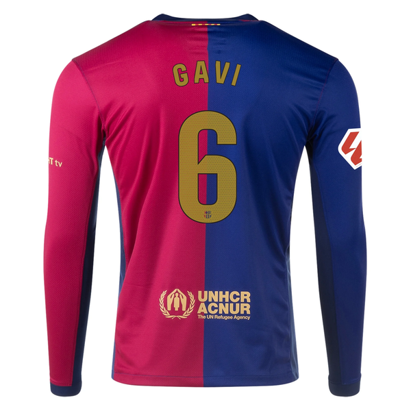 Nike Barcelona Gavi Home Long Sleeve Jersey w/ La Liga Patch 24/25 (Ro ...