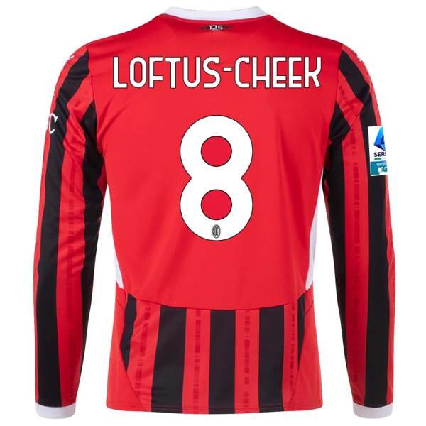 Puma AC Milan Ruben Loftus-Cheek Home Long Sleeve Jersey w/ Serie A Pa ...