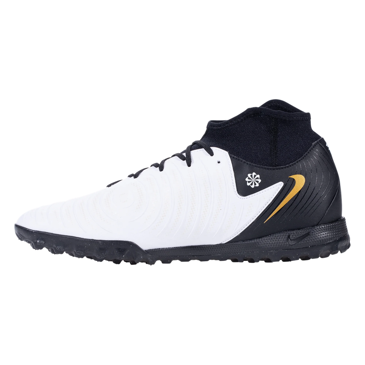 Nike Phantom Luna II Academy Turf Soccer Shoes (White/Black/Metallic G ...