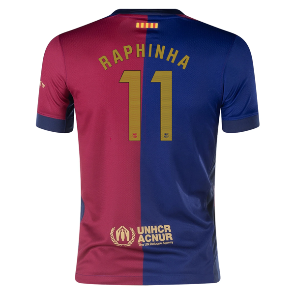 Nike Youth Barcelona Raphinha Home Jersey 24/25 (Deep Royal/Club Gold ...