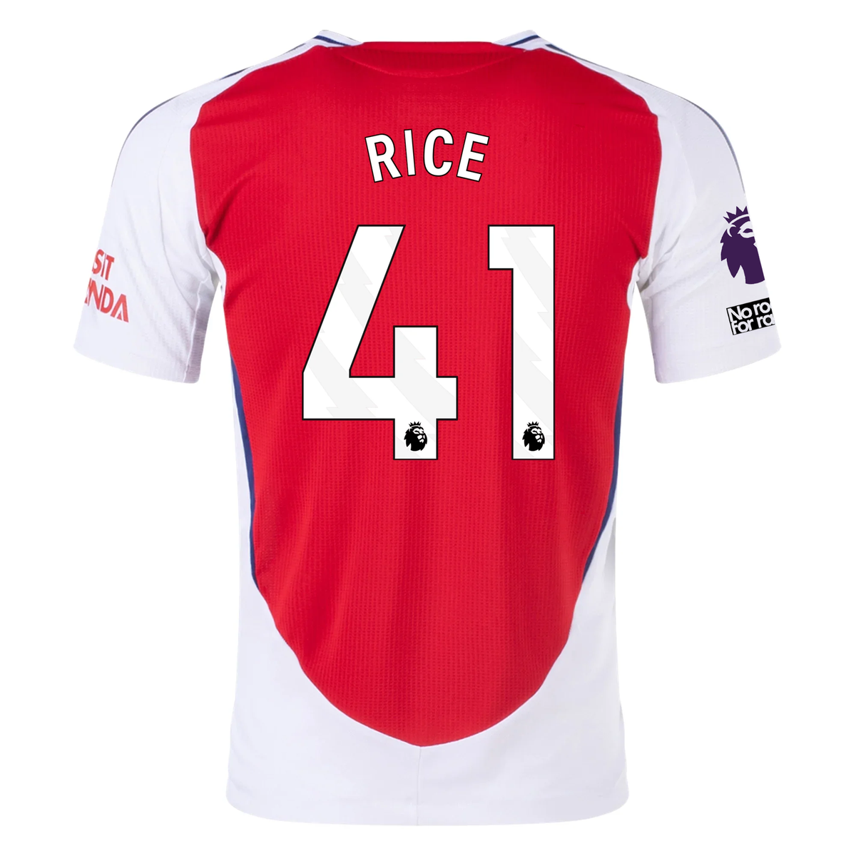 adidas Arsenal Authentic Declan Rice Home Jersey w/ EPL + No Room For ...