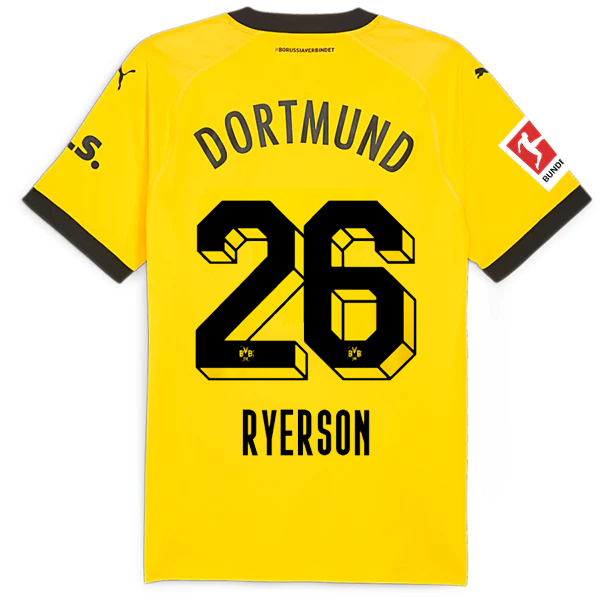 Puma Borussia Dortmund Authentic Ryerson Home Jersey w/ Bundesliga Pat ...