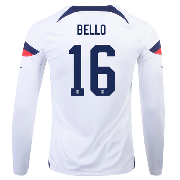 Nike United States George Bello Home Long Sleeve Jersey 22/23 (White/L ...