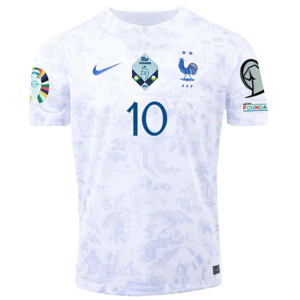 Nike France Kylian Mbappe Away Jersey w/ Nations League Champion Patch ...