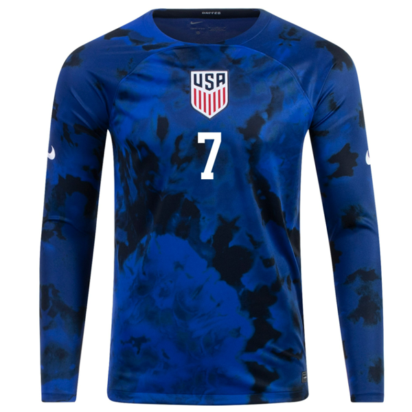 Nike United States Shaq Moore Long Sleeve Away Jersey 22/23 (Bright Bl ...